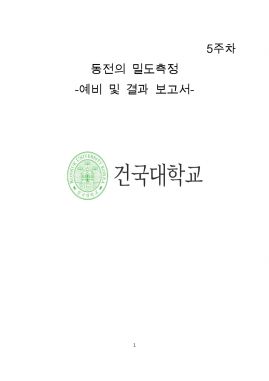 화학 및 실험1 - 동전의 밀도측정-1페이지