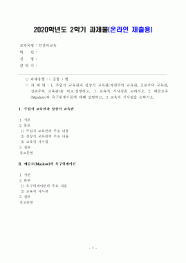 [방송통신대학교 2020학년도 2학기 중간과제물] 인간과교육(공통)-1페이지