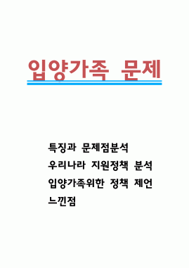 입양가족 특징과 문제점분석 및 우리나라 입양가족 지원정책 분석과 입양가족위한 정책적 제언과 느낀점-1페이지