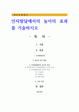 인지발달에서의 놀이의 효과를 기술하시오-1페이지