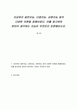 지금까지 일반지능, 다중지능, 삼원지능 등의 다양한 이론을 접해보았다-1페이지