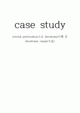 자료입니다)성인간호학 실습, 직장페색, ileostomy Case, 장루환자 케이스, 장루 케이스, 장루술 케이스 스터디, 장루술 간호과정, 장루술 간호진단 3가지, 장루 간호-1페이지