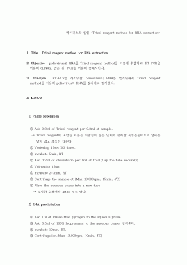 바이러스학 실험 결과보고서 Trizol reagent method for RNA extraction-1페이지