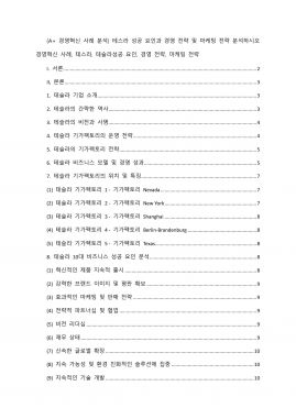 (경영혁신 사례 분석) 테스라 성공 요인과 경영 전략 및 마케팅 전략 분석하시오-1페이지
