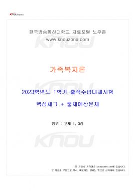 2023년 1학기 가족복지론 출석수업대체시험 핵심체크-1페이지