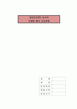 간경화 환자 간호과정 (간호진단 3개, 간호과정 3개) 과정-1페이지