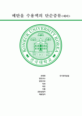 메탄올수용액단순증류 예비건국대학교 유기화학실험 레포트-1페이지