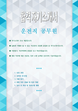 운전직 공무원, 운전서기보 합격 자기소개서-1페이지