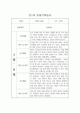 만1세 1학기 놀이일상 관찰기록일지 및 해석,평가 34명-1페이지