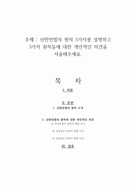 신빈민법의 원칙 3가지를 설명하고 3가지 원칙들에 대한 개인적인 의견을 서술해주세요-1페이지