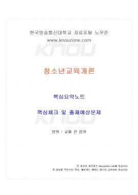 2024년 1학기 청소년교육개론 교재전범위 핵심요약노트-1페이지