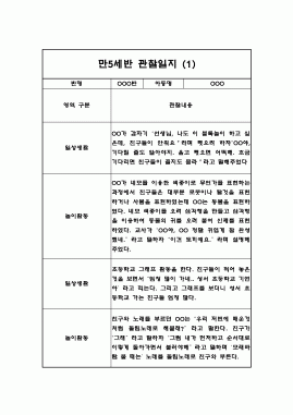 2024년 만5세 놀이와 일상영역 관찰일지 및 발달평가 40페이지-1페이지