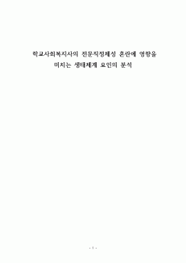 학교사회복지사의 전문직정체성 혼란에 영향을 미치는 생태체계 요인의 분석-1페이지