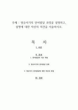 영유아기의 언어발달 과정을 설명하고, 설명에 대한 자신의 의견을 서술하시오-1페이지