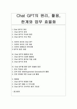 Chat GPT의 원리, 활용, 한계와 업무 효율화-1페이지