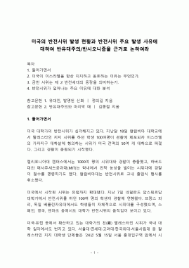 미국의 반전시위 발생 현황과 반전시위 주요 발생 사유에 대하여 반유대주의 반시오니즘을 근거로 논하여라-1페이지