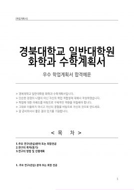 경북대학교 일반대학원 화학과 수학계획서-1페이지