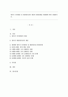 영아기 인지발달 및 대상영속성의 개념과 발달단계를 월령별에 따라 설명하시오.-1페이지