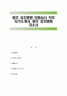 원주 성지병원 보험심사 직무 자기소개서, 원주 성지병원 자소서-1페이지
