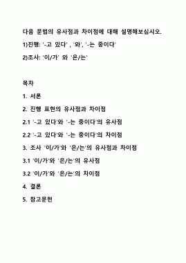 다음 문법의 유사점과 차이점에 대해 설명해보십시오.-1페이지