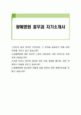 광혜병원 총무과 자기소개서-1페이지