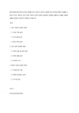 특성이론에 입각하여 리더십 역량을 리더, 하위자, 업무의 관점에 따라 어떠한 역량이 도출될 수 있는지 리더-하위자, 리더-업무, 하위자-업무 관계의 관점에서 역량을 도출하고 도출된 역량의 공통된 특징은 무엇인지 토론하기 바랍니다-1페이지