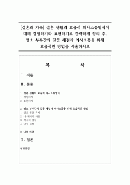 [결혼과 가족] 결혼 생활의 효율적 의사소통방식에 대해 경청하기와 표현하기로 간략하게 정리 후, 평소 부부간의 갈등 해결과 의사소통을 위해 효율적인 방법을 서술하시오-1페이지
