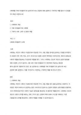 사회화를 지배 이데올로기의 습득으로 보는 관점에 대해 설명하고 구체적인 예를 들어 이 관점을 지지 혹은 비판하시오-1페이지