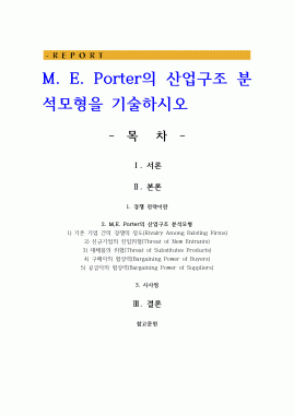 M. E. Porter의 산업구조 분석모형을 기술하시오-1페이지