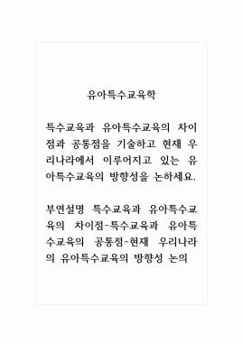 유아특수교육학_특수교육과 유아특수교육의 차이점과 공통점을 기술하고 현재 우리나라에서 이루어지고 있는 유아특수교육의 방향성을 논하세요-1페이지