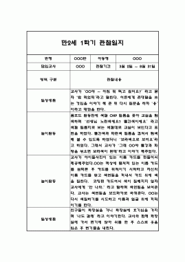 만2세 1년 관찰일지 84페이지 (1학기,2학기 총평첨부)-1페이지