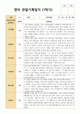 만 1세 5명 1학기 영아관찰일지-1페이지