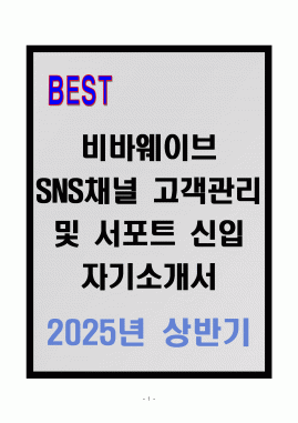 비바웨이브 SNS채널 고객관리 및 서포트 신입 자기소개서-1페이지