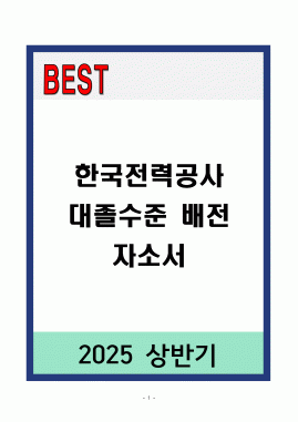 한국전력공사 대졸수준 배전 자소서-1페이지