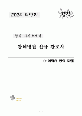 [합격 자소서] 광혜병원 신규 간호사 (+이력서 양식 포함)-1페이지