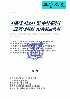 서울대학교 교육대학원 AI융합교육학과 자기소개서 연구계획서-1페이지