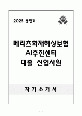 메리츠화재해상보험 AI추진센터 대졸 신입사원-1페이지