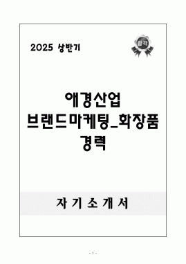애경산업 브랜드마케팅_화장품 경력-1페이지