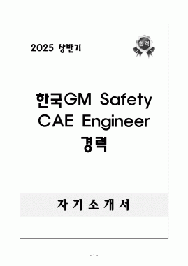 한국GM Safety CAE Engineer 경력-1페이지