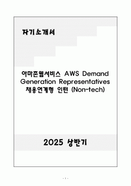 아마존웹서비스 AWS Demand Generation Representatives 채용연계형 인턴 (Non-tech) 자기소개서-1페이지