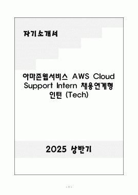 아마존웹서비스 AWS Cloud Support Intern 채용연계형 인턴 (Tech) 자기소개서-1페이지