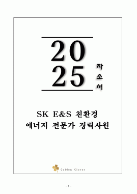 SK E&S 친환경 에너지 전문가 경력 자기소개서-1페이지