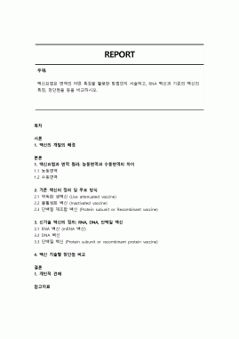 백신요법은 면역의 어떤 특징을 활용한 방법인지 서술하고, RNA 백신과 기존의 백신의 특징, 장단점을 등을 비교하시오-1페이지