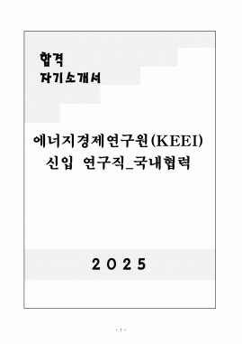 [자기소개서] 에너지경제연구원(KEEI) 신입 연구직_국내협력-1페이지