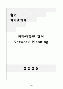 [자기소개서] 파라타항공 경력 Network Planning-1페이지