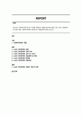 우리나라 사회복지정책 중 한 가지를 선택하여 내용을 분석하고(연혁, 대상, 급여, 전달체계 및 재정) 해당 사회복지정책의 문제점 및 대안방안에 대해 논하시오-1페이지