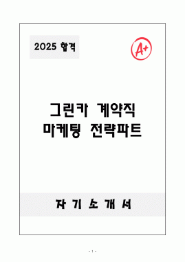 그린카 계약직 마케팅 전략파트 자기소개서-1페이지