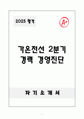 가온전선 2분기 경력 경영진단 자기소개서-1페이지