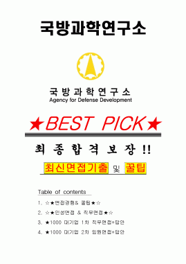 국방과학연구소 면접기출(최신)+꿀팁[최종합격!] +1000대기업 1차 직무면접 + 2차 임원면접 최종합격자 답안-1페이지