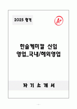 한솔케미칼 신입 영업_국내/해외영업 자기소개서-1페이지